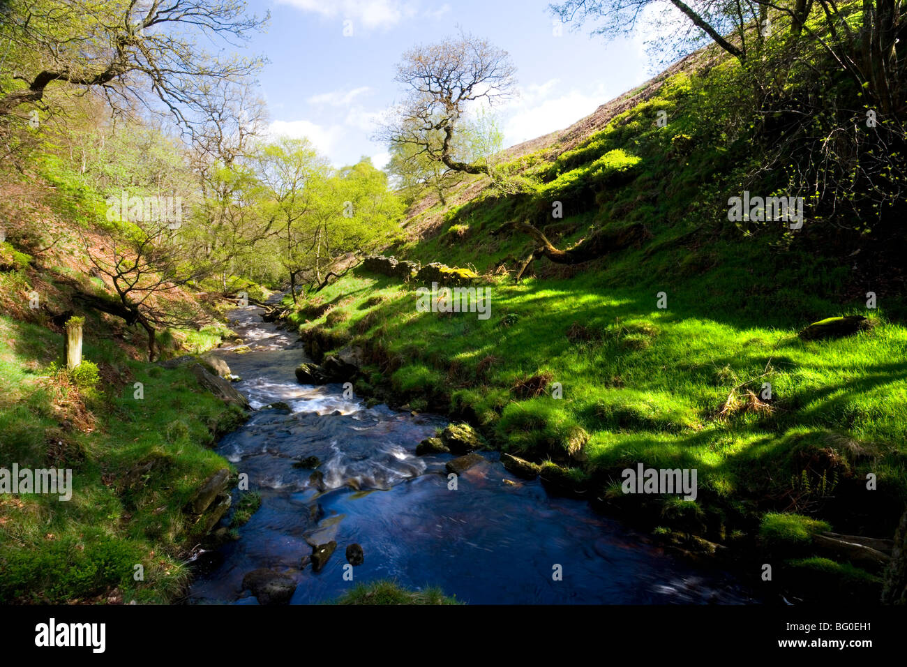 The River Goyt flowing through the Upper Goyt Valley in the Peak ...