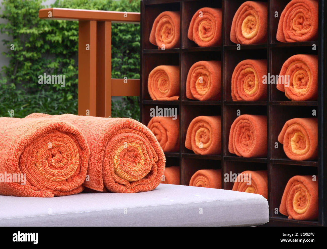 Pool towels rolled up hi-res stock photography and images - Alamy