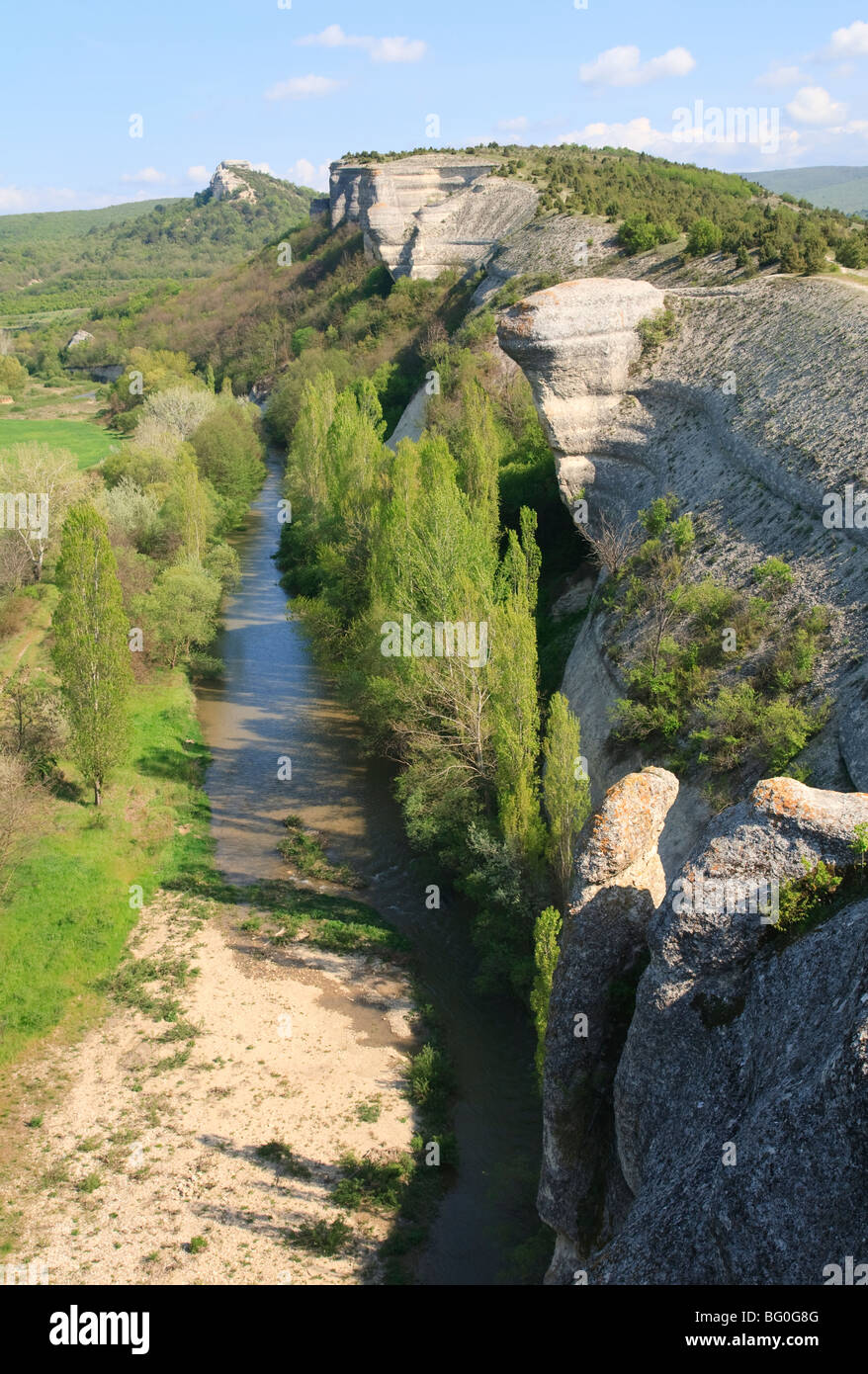 Spring Crimea Mountain landscape with rocks and river (Ukraine Stock ...