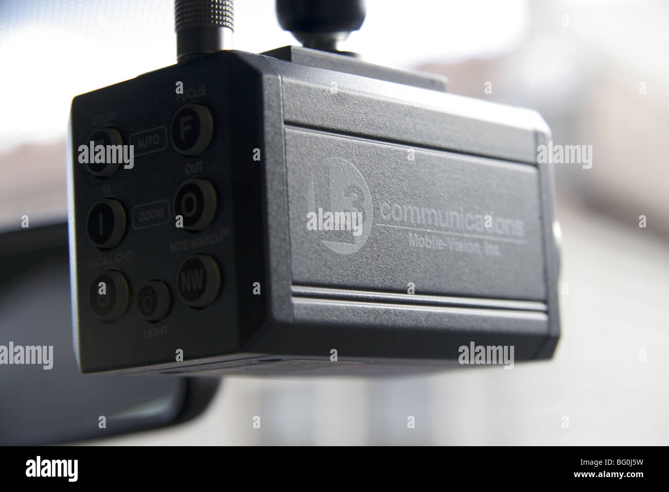 Mobile vision in car camera inside a police patrol vehicle, USA Stock ...