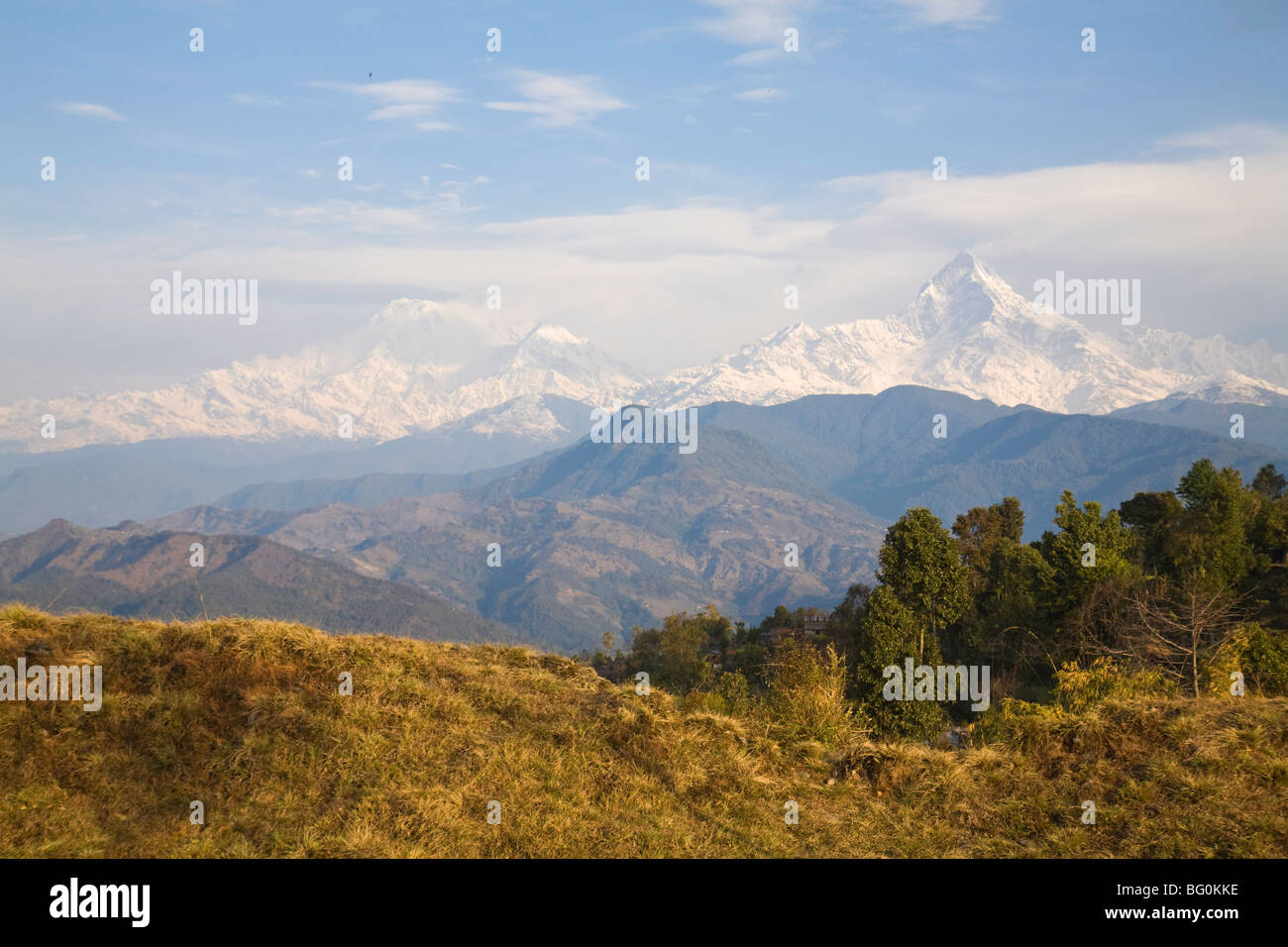 Early morning mountain view, Sikles trek, Pokhara, Nepal, Asia Stock ...