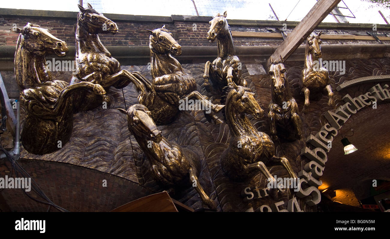 horse sculptures on wall in stable arches camden london england Stock ...