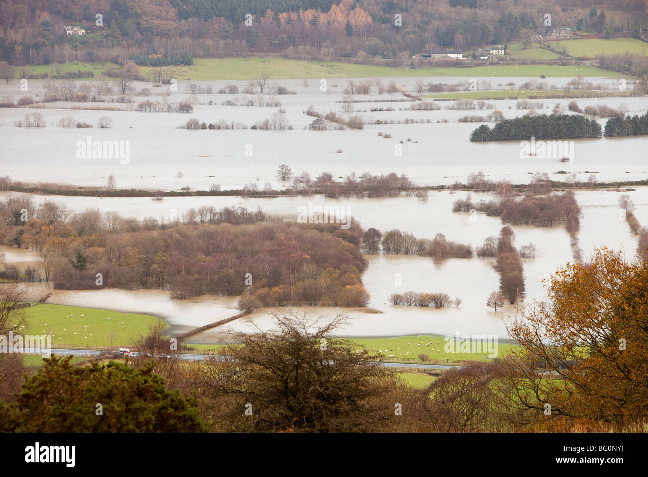 Flooded farmland near Keswick during the devastating November 2009 ...