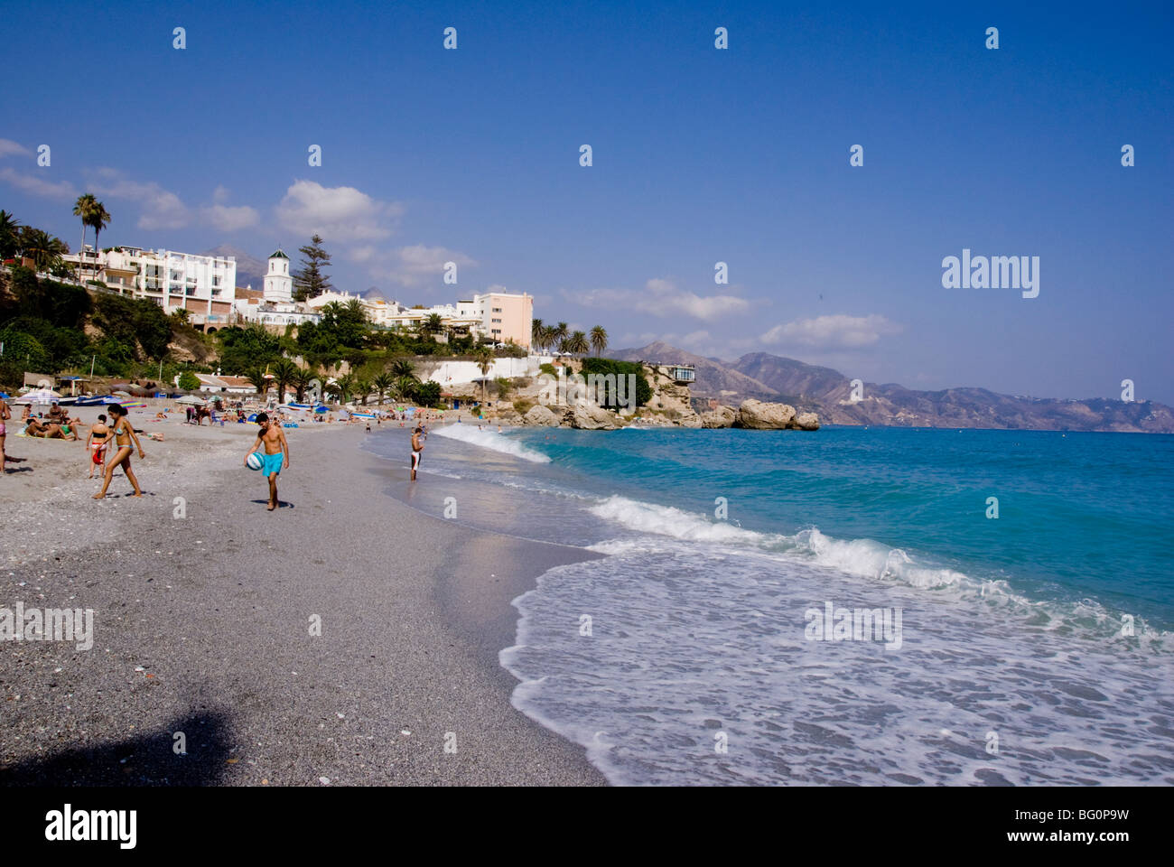 Torrecilla beach, Nerja, Costa del Sol, Andalucia, Spain, Europe Stock ...