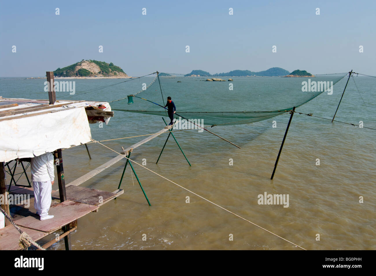 Fishing nets, Zhuhai, Guangdong, China, Asia Stock Photo - Alamy