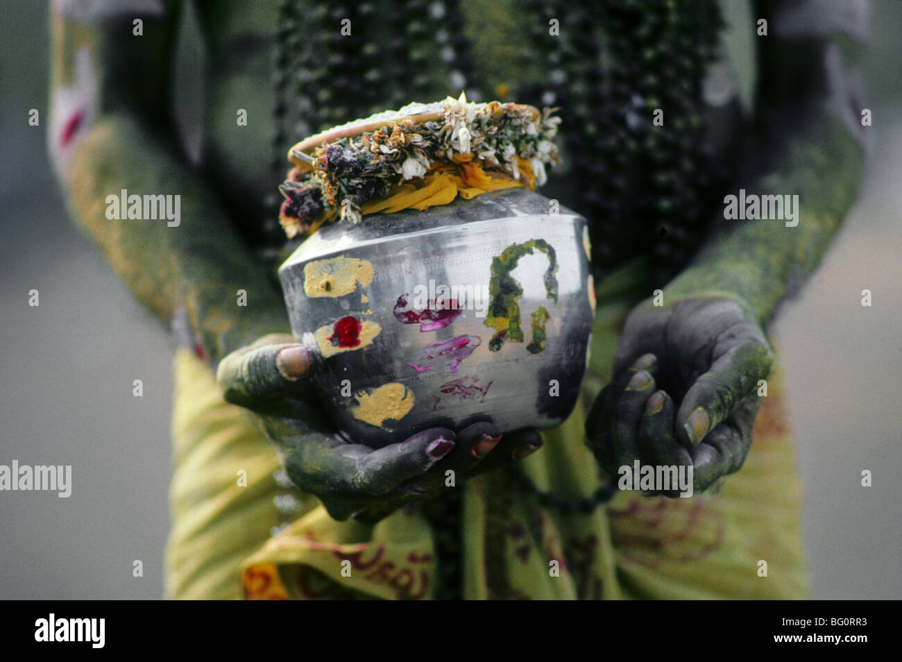 A beggar with a bowl for coins, Palani, India Stock Photo - Alamy