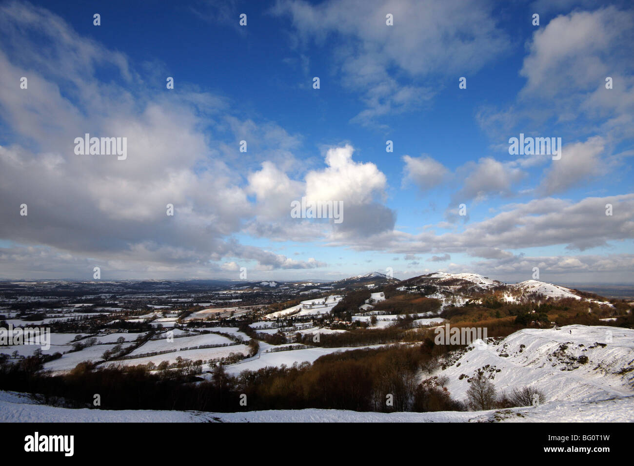 Malvern Hills covered in snow Stock Photo - Alamy