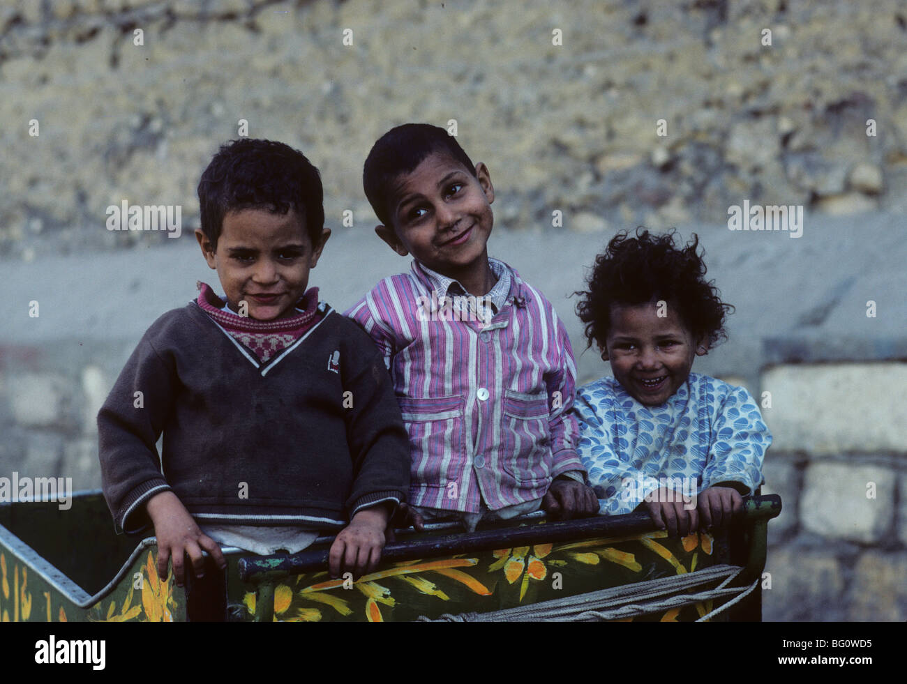 A portrait of three children in Cairo, Egypt Stock Photo - Alamy