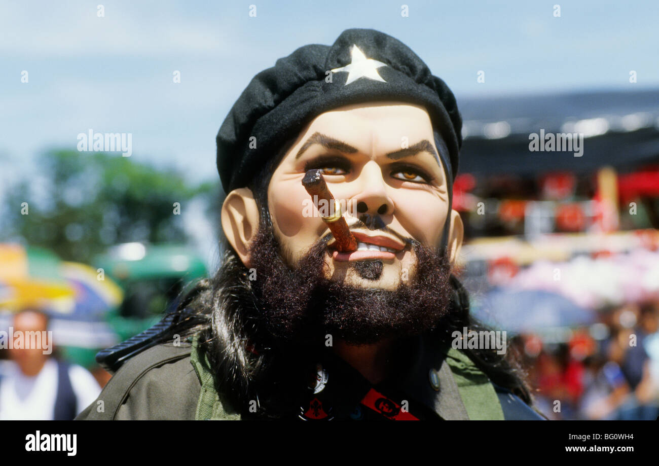 Portrait of man dressed in a Che Guevara costume is a participant in ...