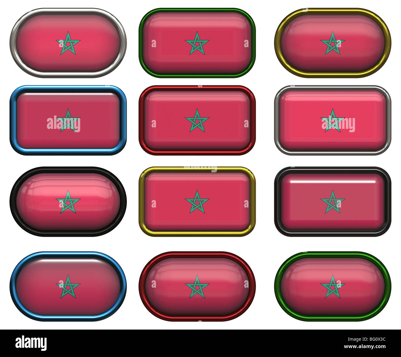 twelve Great buttons of the Flag of Morocco Stock Photo - Alamy