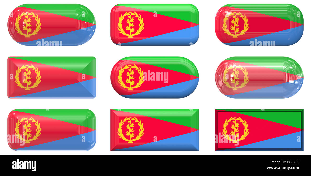 nine glass buttons of the Flag of Entrea Stock Photo - Alamy