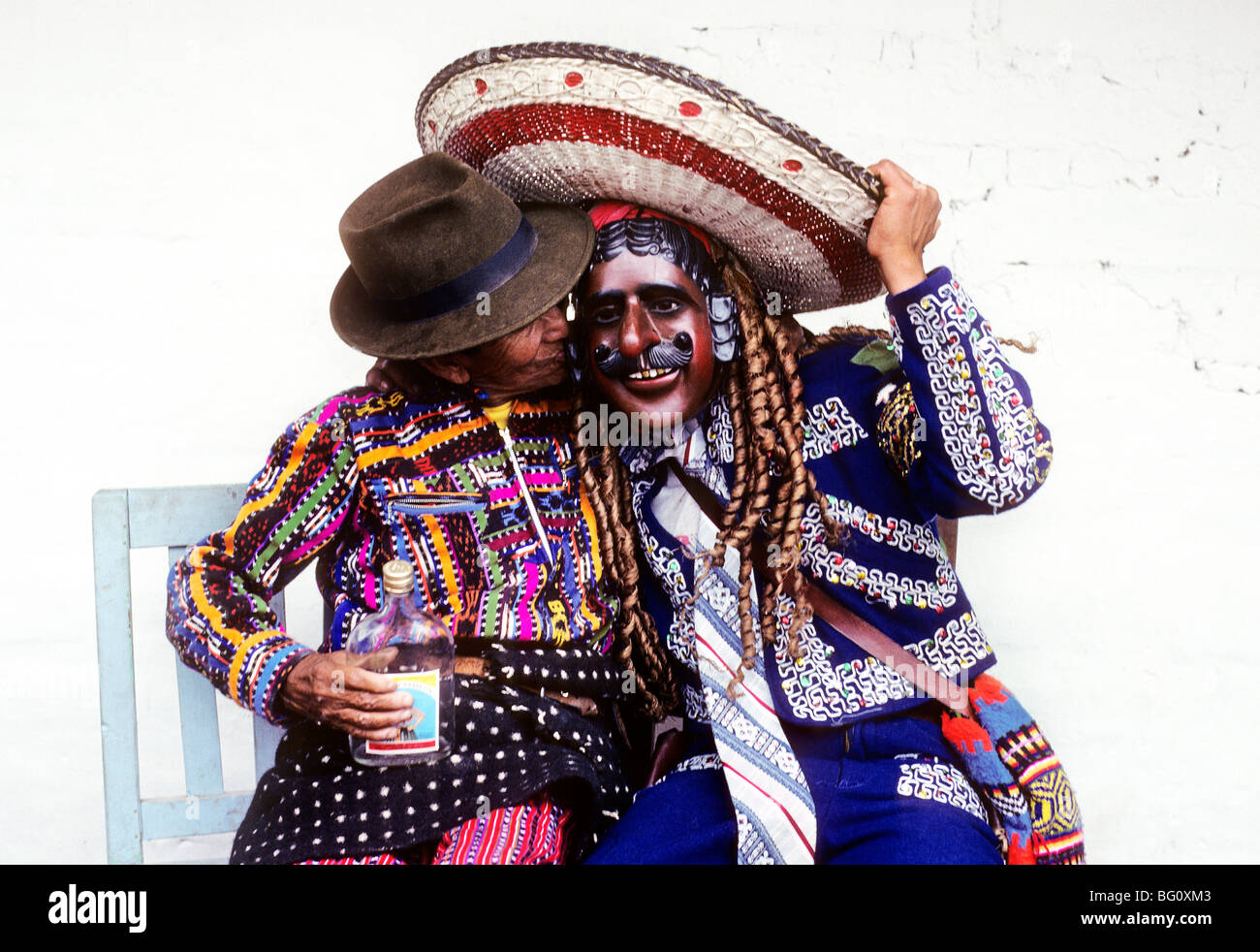 Two celebrants having fun at a festival in a small village below Solola ...