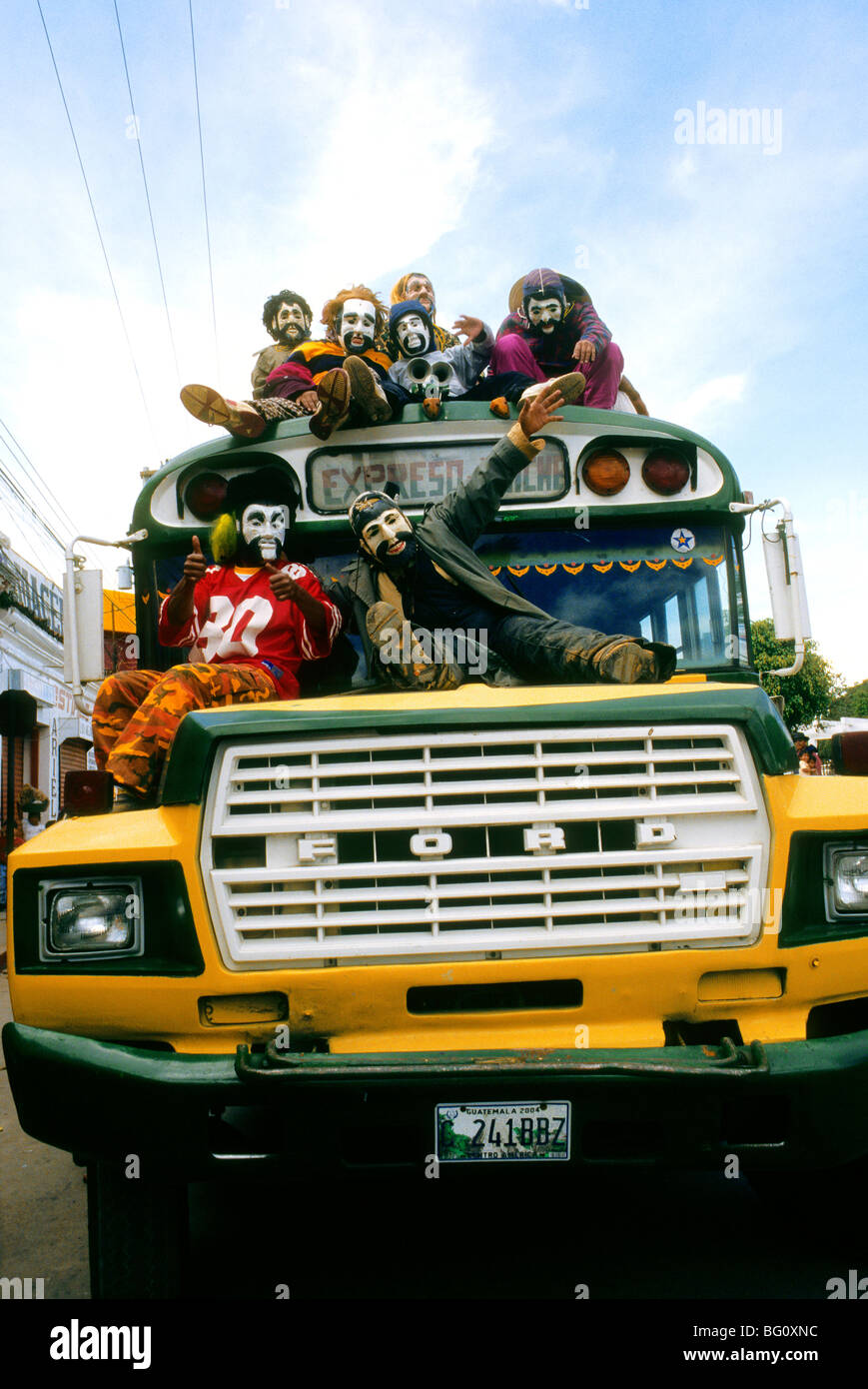 The clowns arrive by bus for the annual August festival in Santa Cruz ...