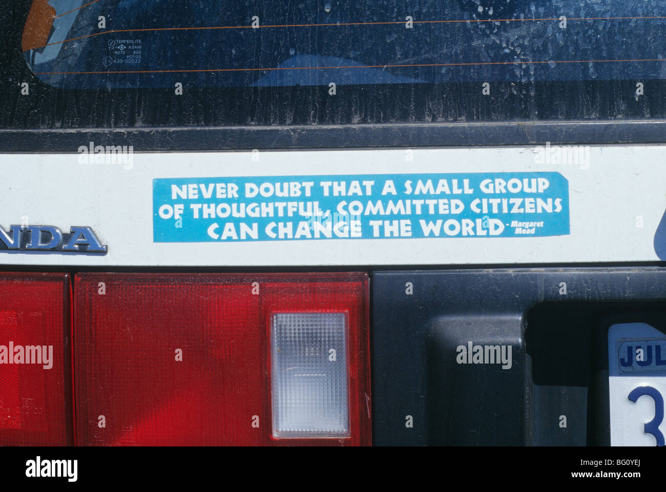 Bumper sticker, Philosophy, change the world, citizens Stock Photo - Alamy