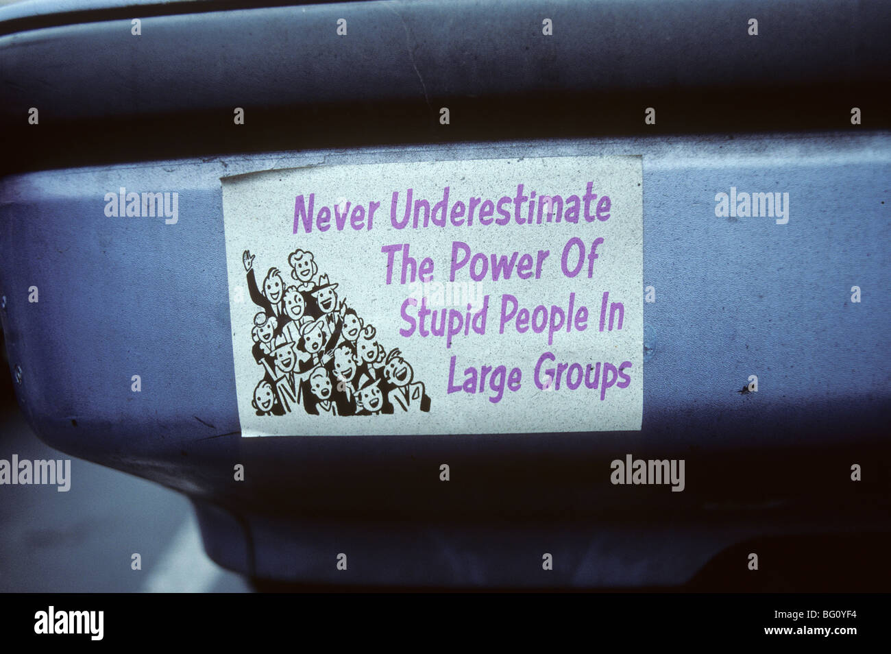 Bumper sticker, Philosophy, power, stupid people Stock Photo - Alamy