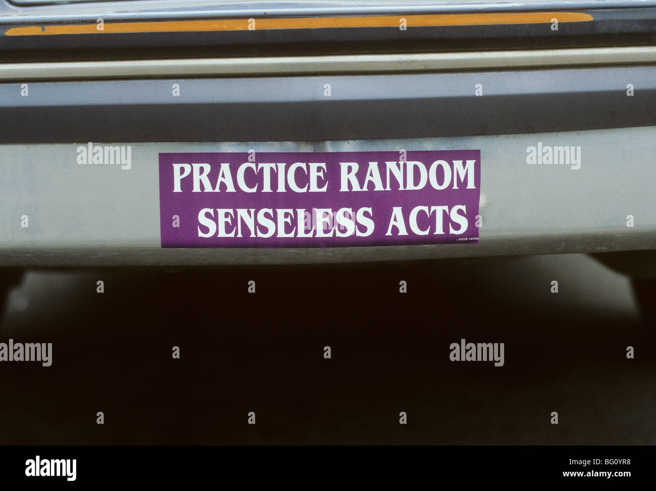 Bumper sticker, philosophy, random senseless acts Stock Photo - Alamy