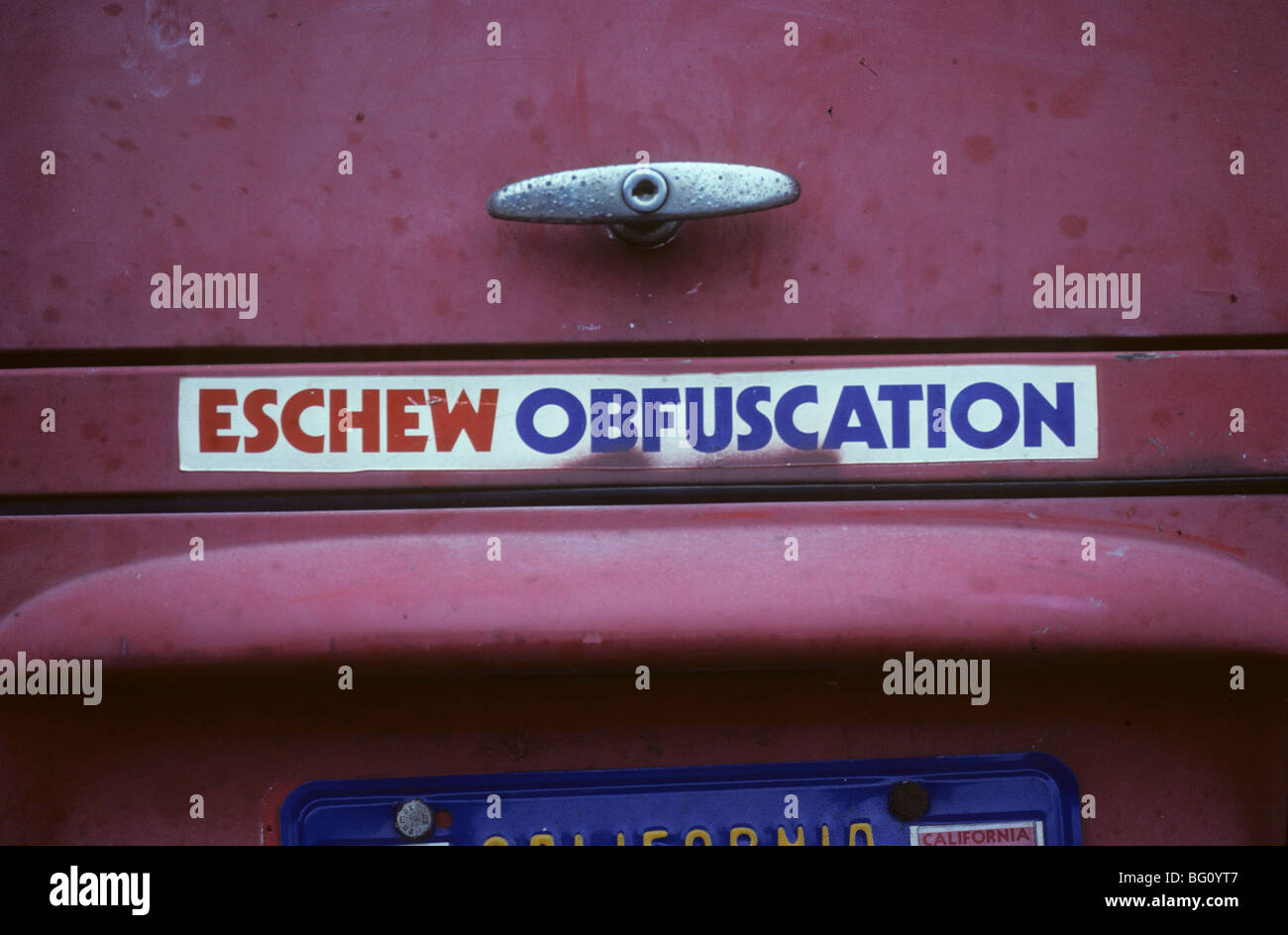 Bumper sticker, philosophy, speaking clearly Stock Photo - Alamy