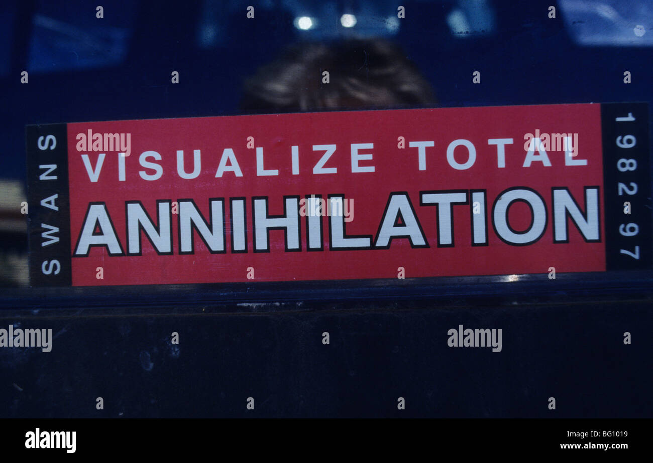 Bumper sticker, philosophy, end of the world Stock Photo - Alamy