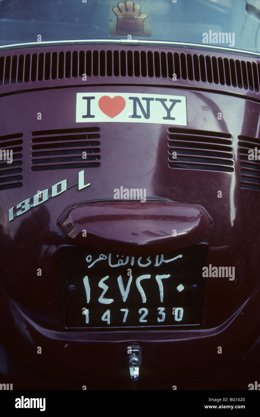 Bumper sticker, I heart NY on car in Cairo, Egypt Stock Photo - Alamy