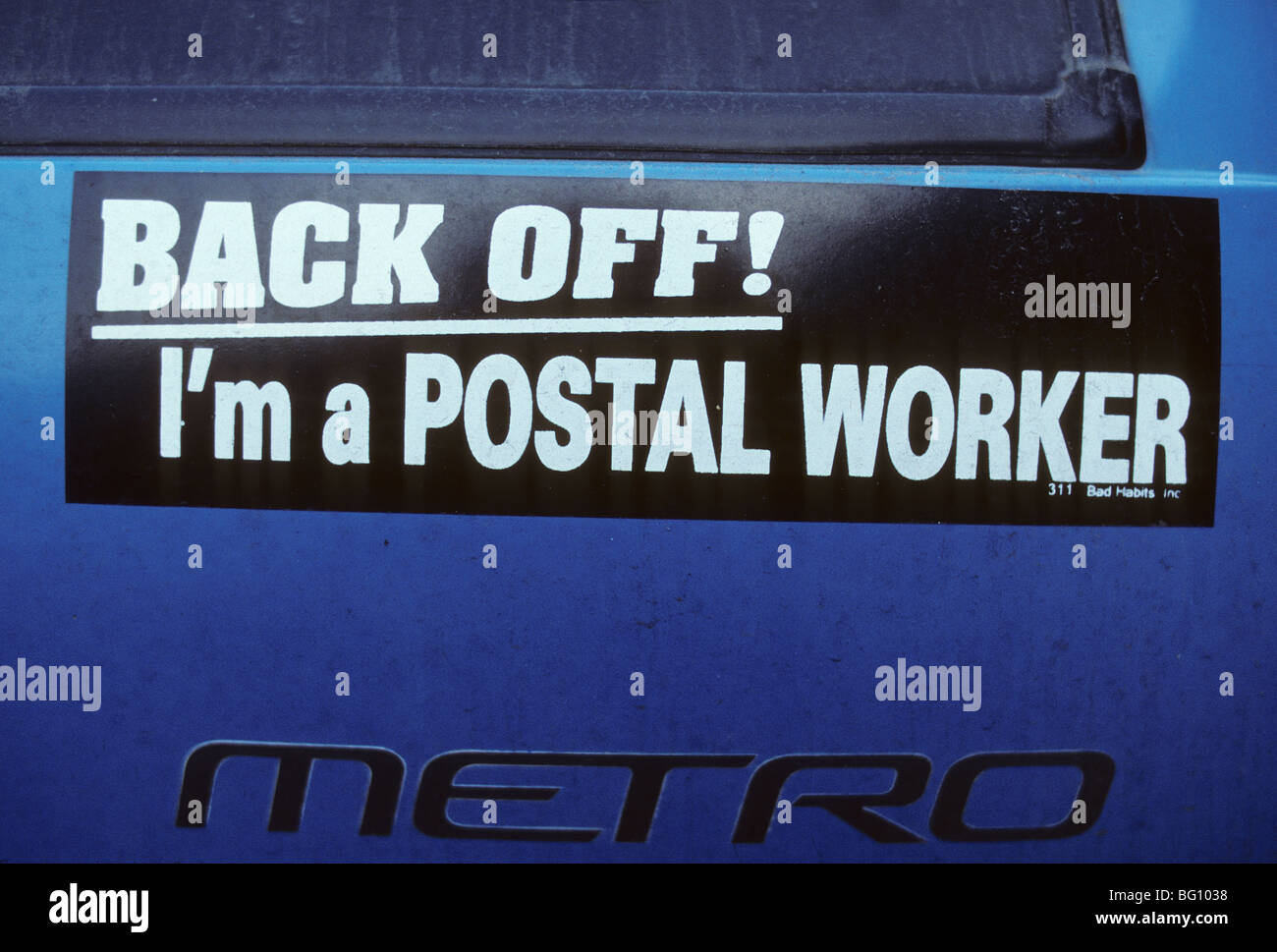 Bumper sticker, Postal workers, guns Stock Photo - Alamy
