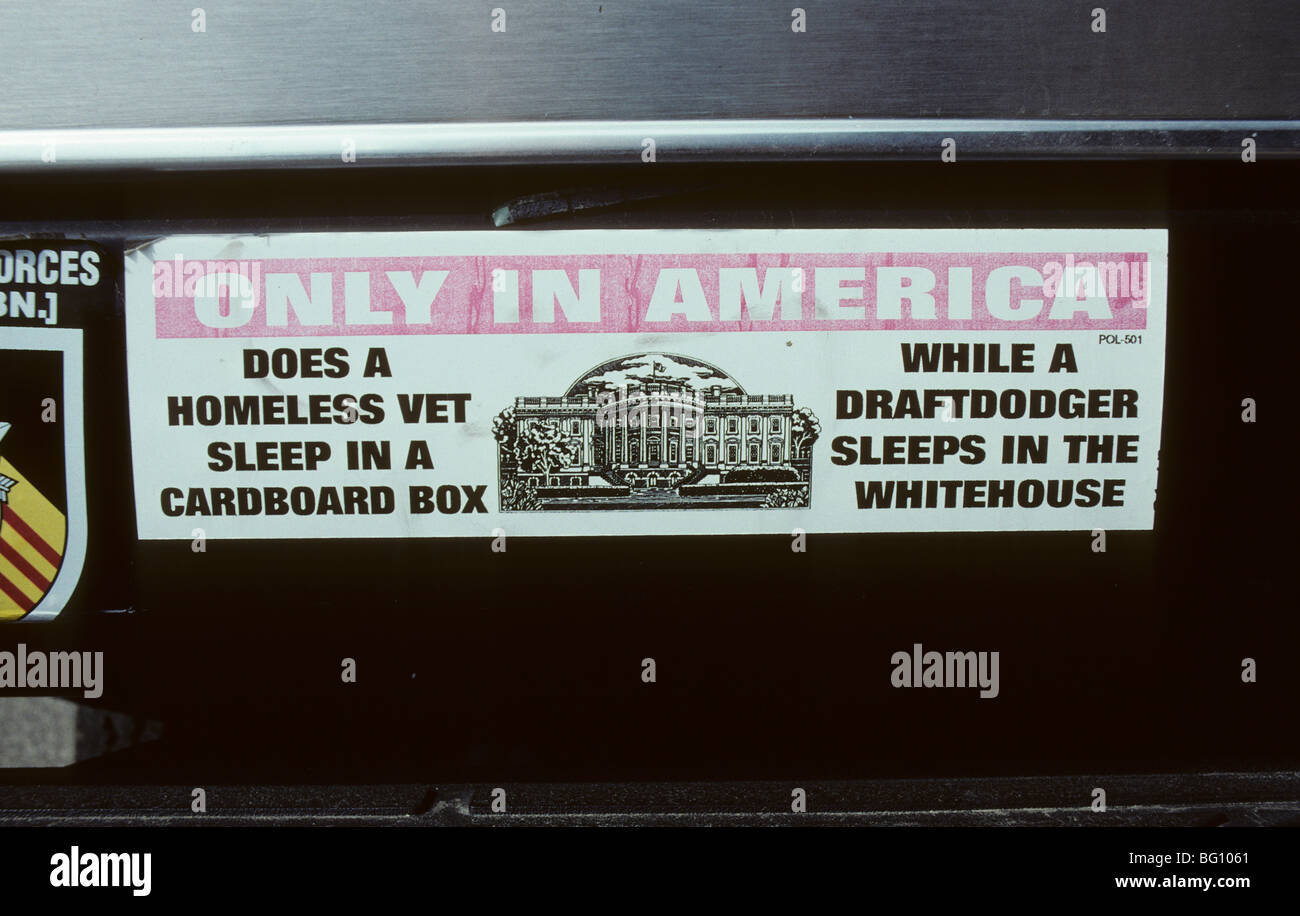 Bumper sticker, George Bush, Homeless Vets, America Stock Photo - Alamy