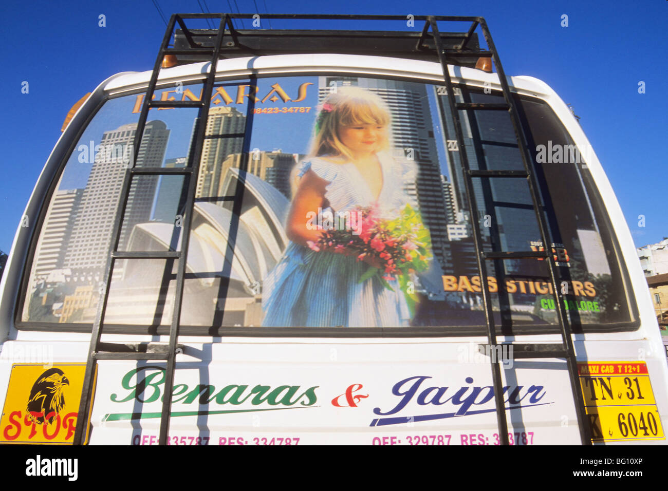 The rear window of a bus Hassan, India Stock Photo - Alamy