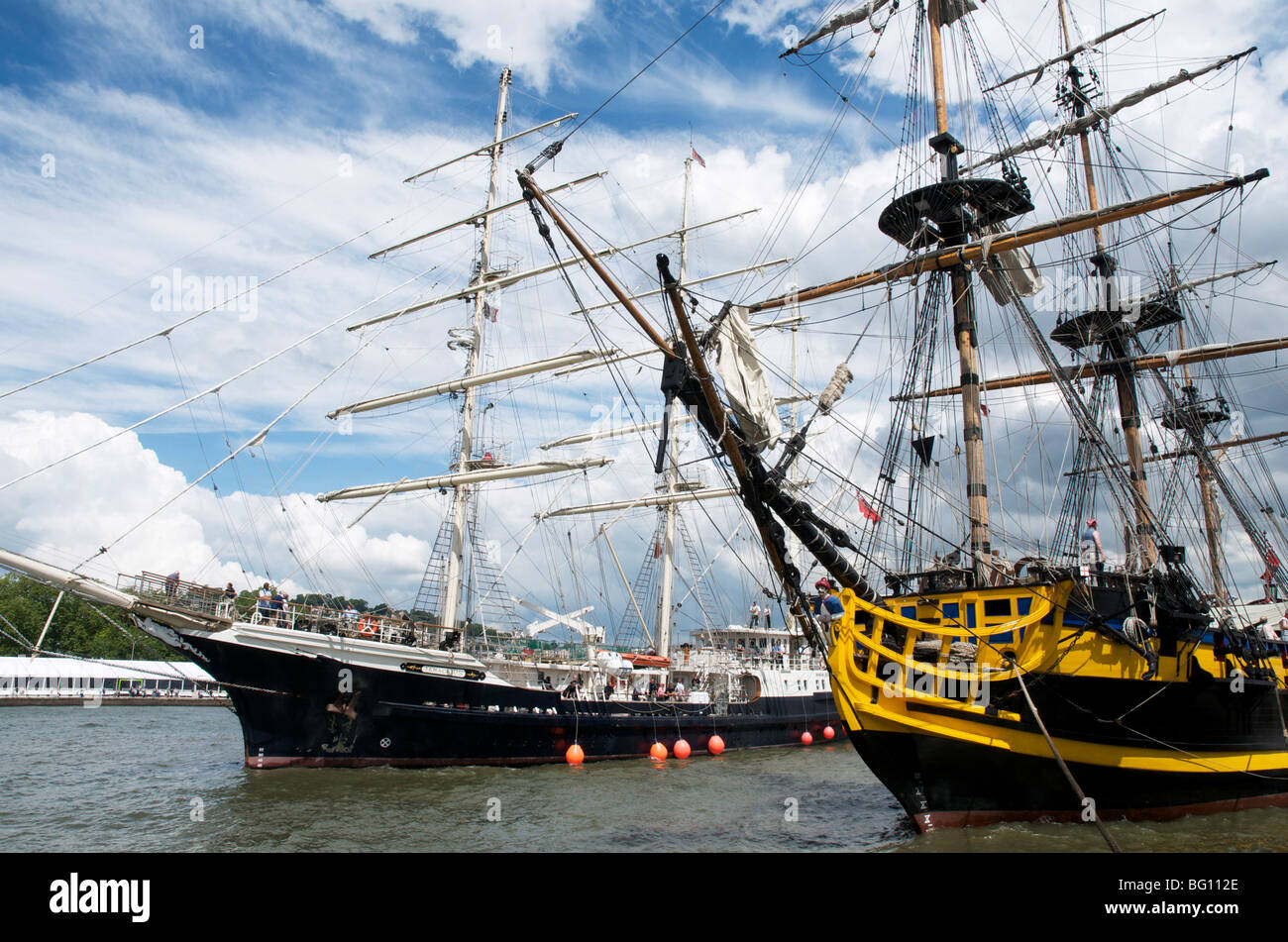 The frigate Grand Turk and three masted boat the Tenacious, on the ...