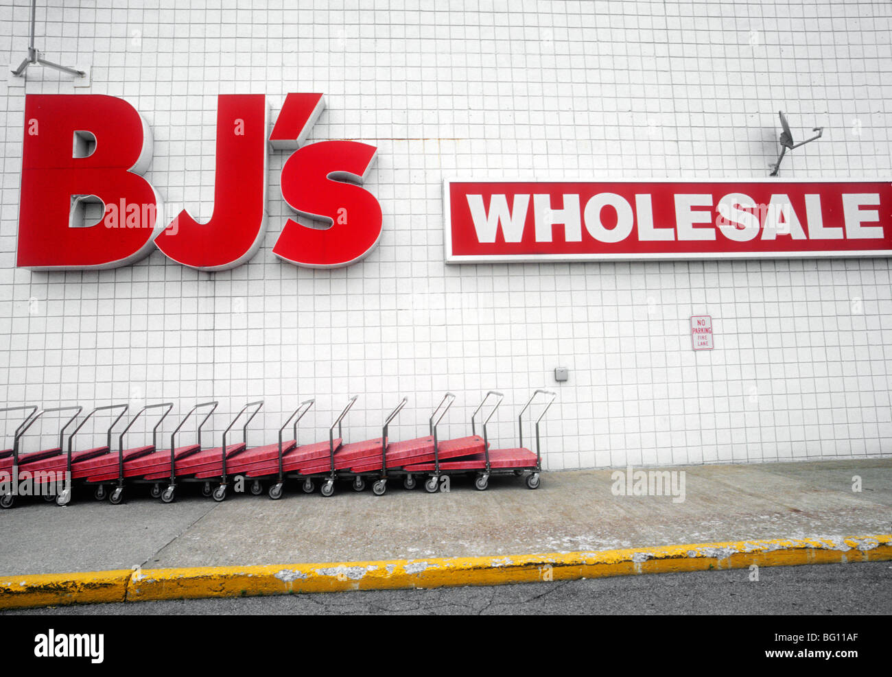 A sign at the BJ?s retail warehouse store outlet in Rochester New York ...