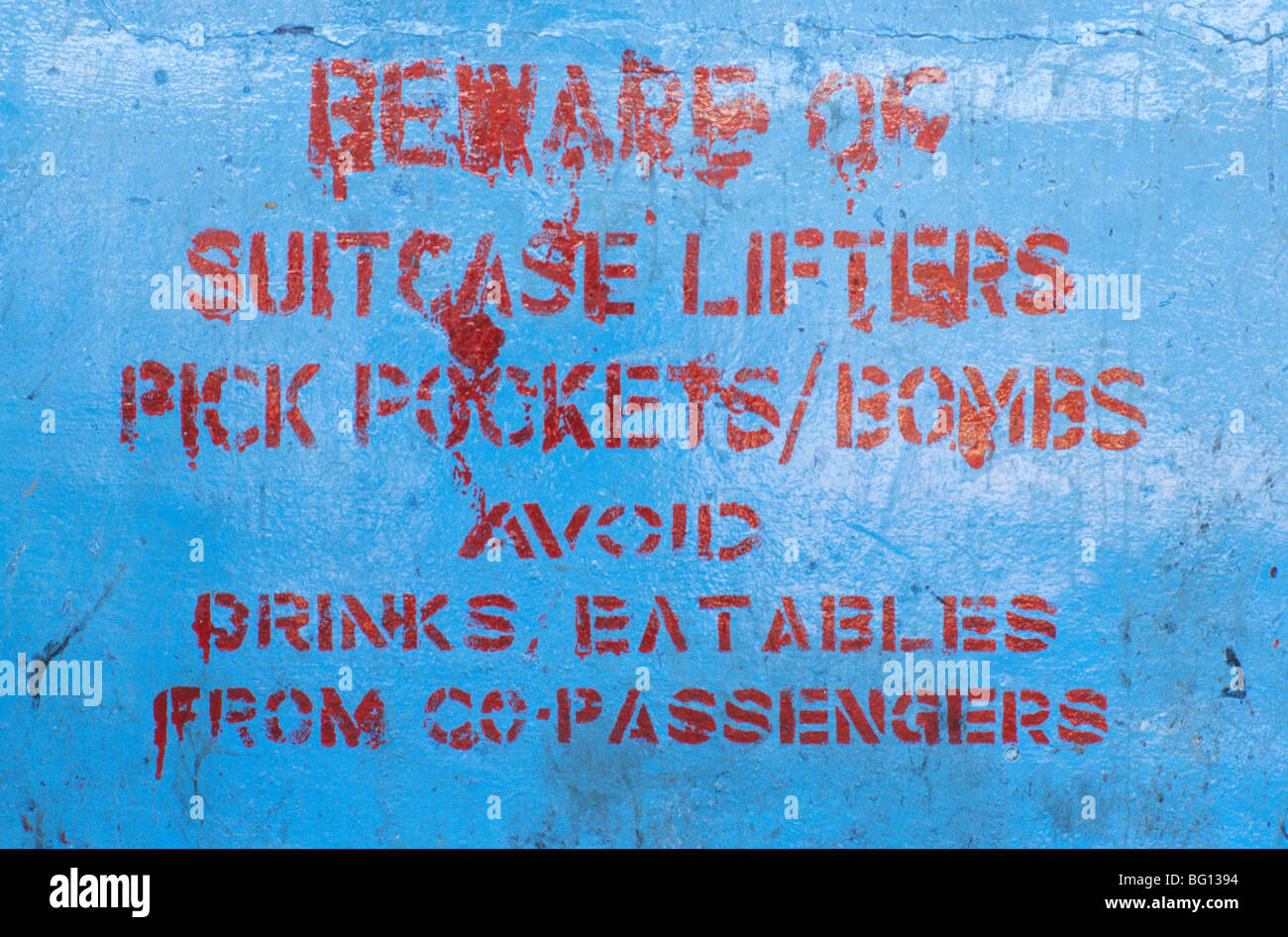 A notice warning on a train in India Stock Photo - Alamy