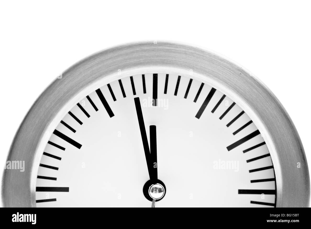 two minutes to midnight on clock isolated on white background Stock ...