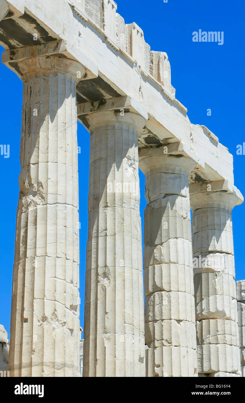 Close up of columns of Parthenon, Acropolis, UNESCO World Heritage Site ...