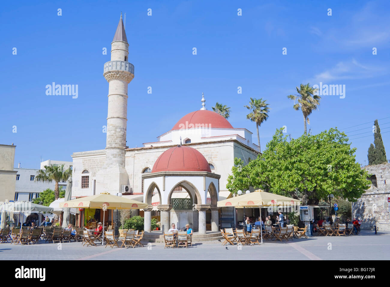 Kos main square and town mosque, Kos, Dodecanese Islands, Greek Islands ...