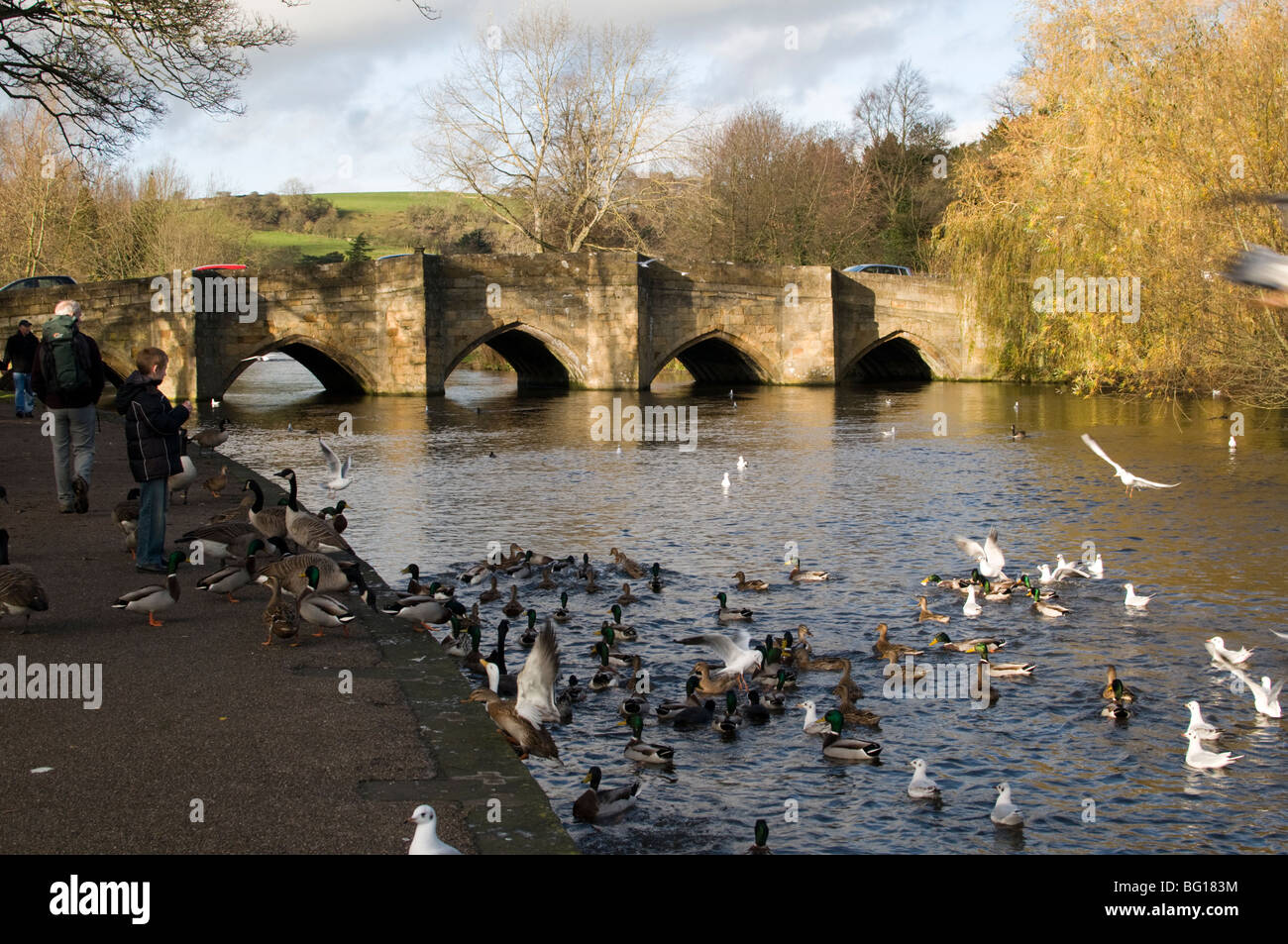 Bakewell bridge over the River Wye a popular tourist spot in the Peak ...