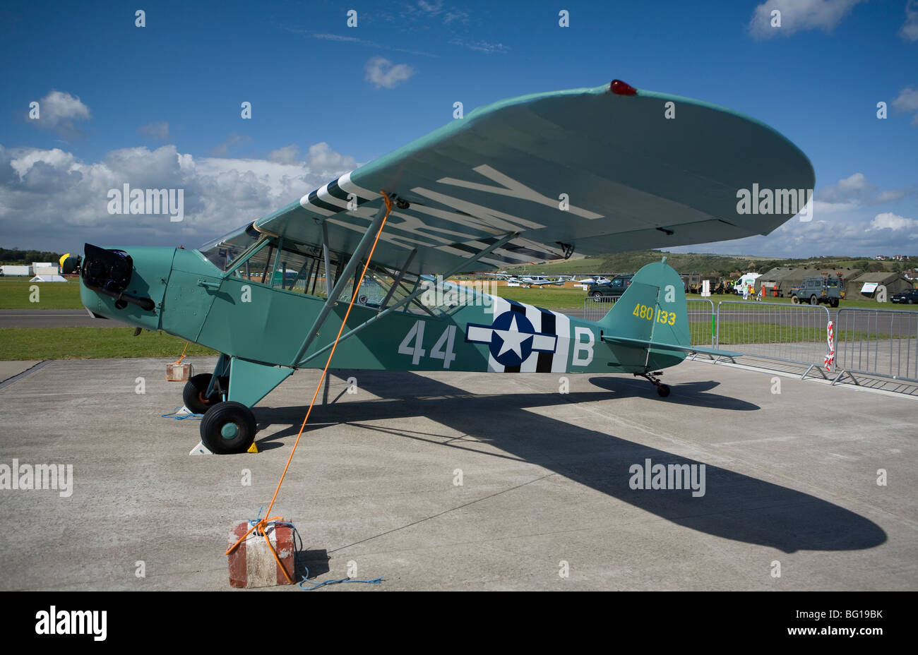 Piper Cub plane at Shoreham airport, Sussex, England, UK Stock Photo ...