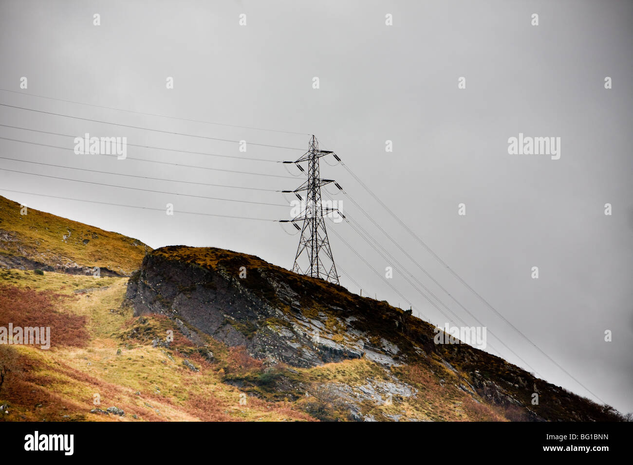 Power Pylons at the Pass of Brander, Loch Awe, Argyll & Bute, Scotland ...