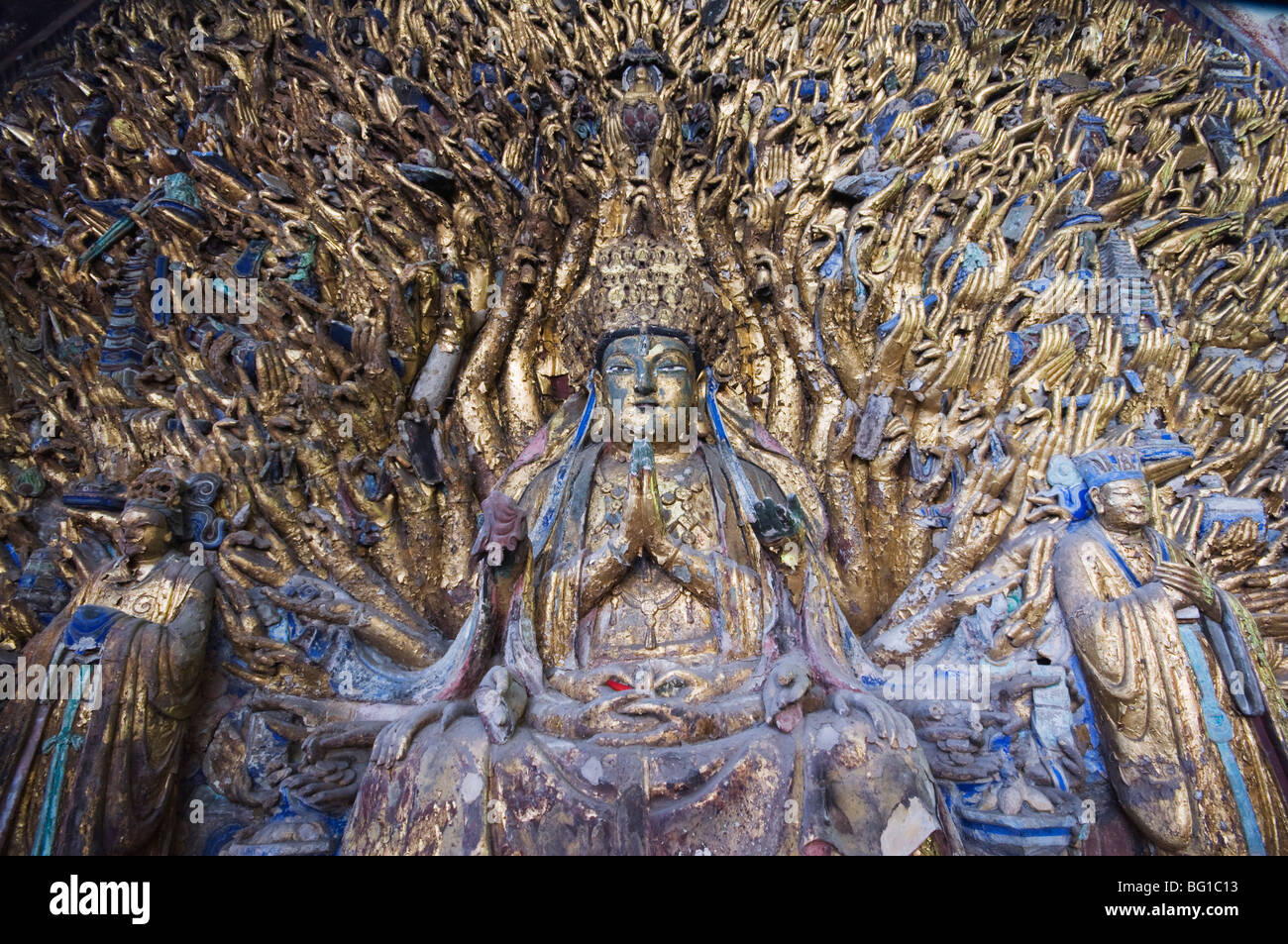 Statue of Avalokitesvara with One Thousand Arms has 1007 arms at Dazu ...