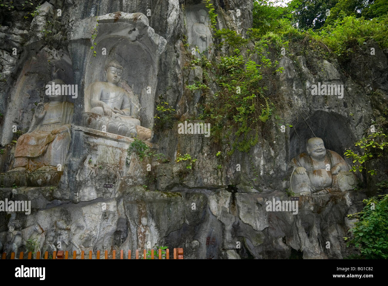 Lingyin Temple. Hangzhou, China. Stone carvings at Feilai Feng Stock ...