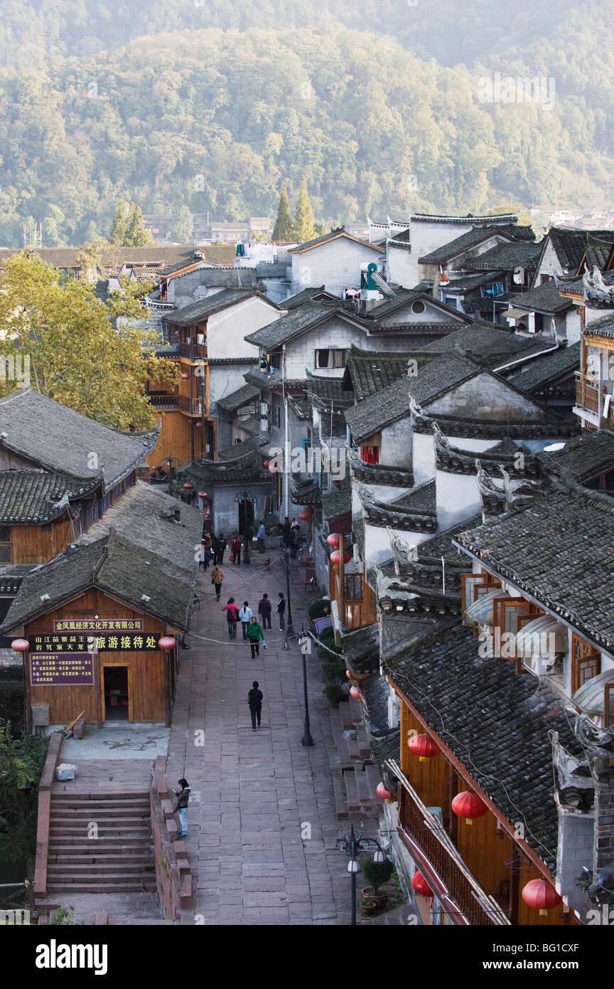Wooden houses in the old town of Fenghuang, Hunan Province, China, Asia ...