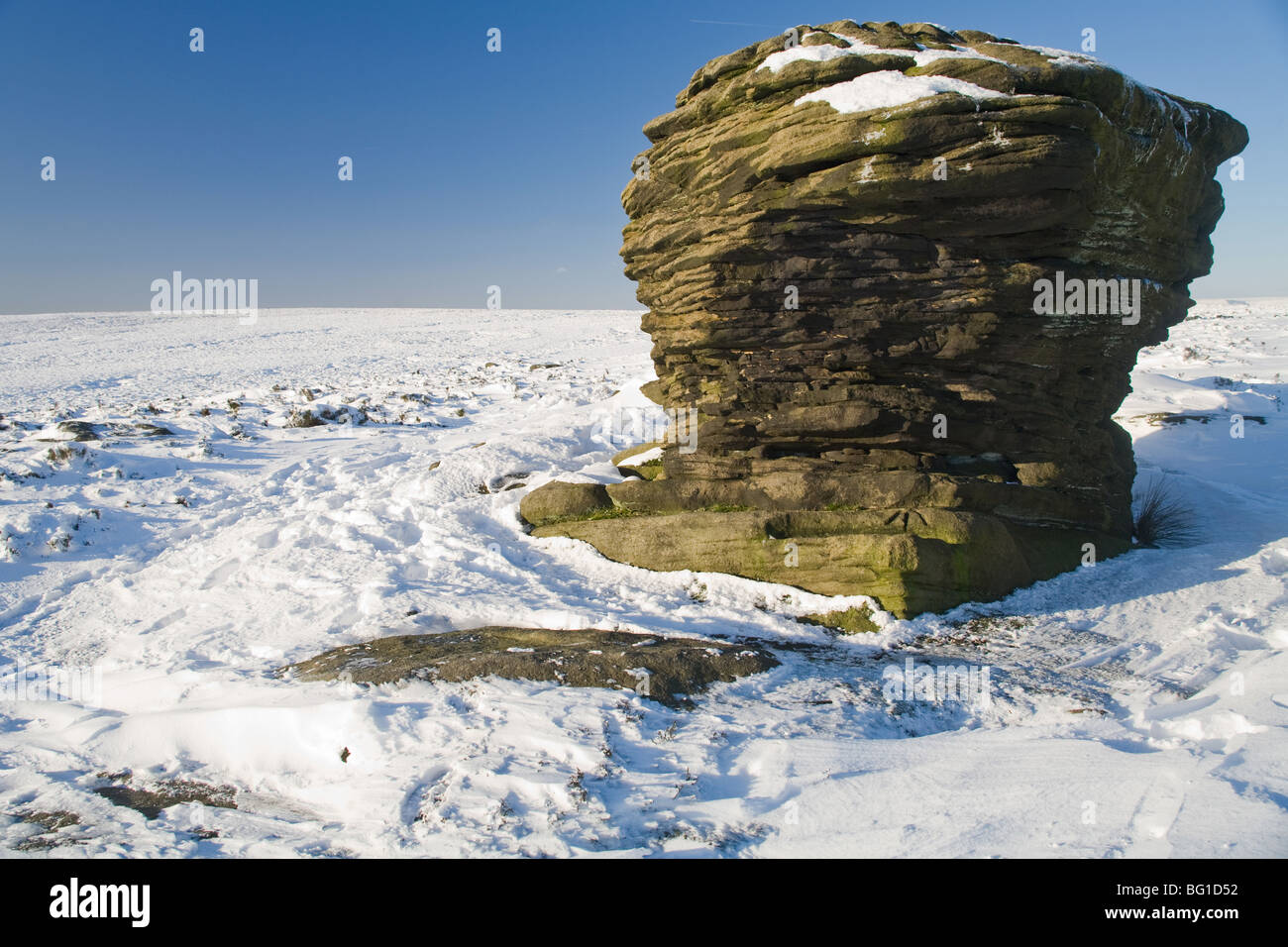 The Ox Stones in winter. These millstone grit stones are on Burbage ...