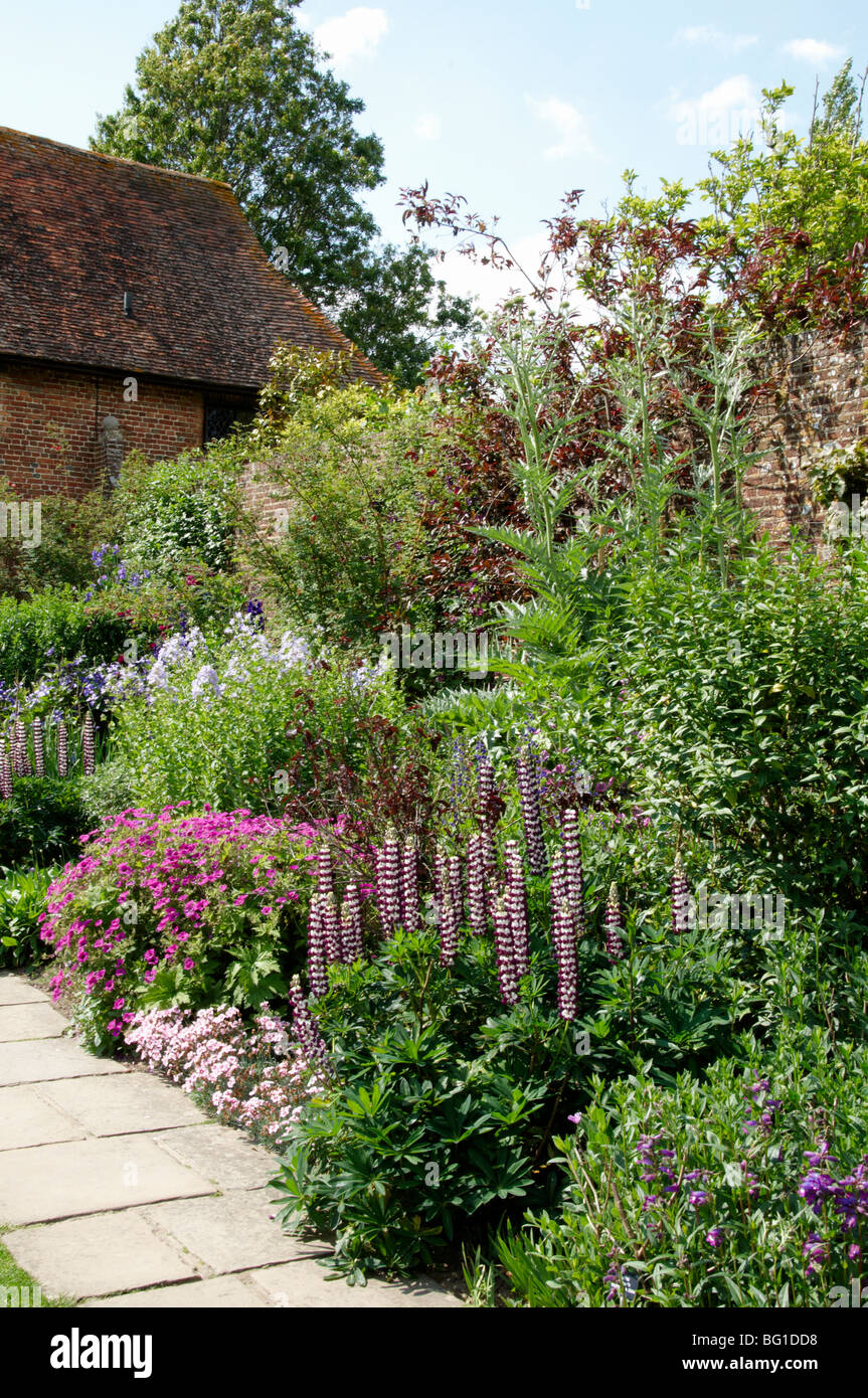 A border in an English cottage garden Stock Photo - Alamy