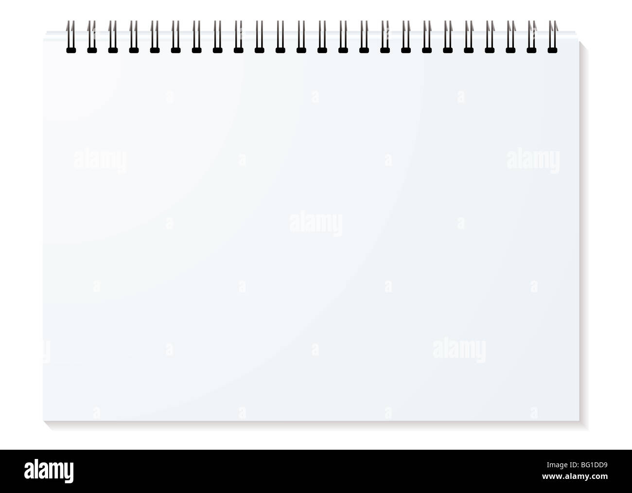 Blank white spiral bound paper drawing pad with shadow Stock Photo - Alamy