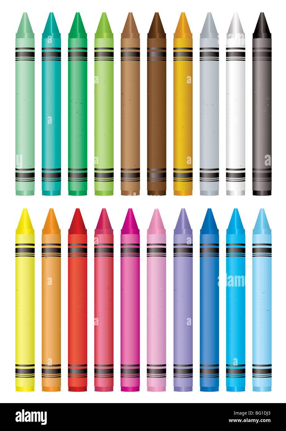 Selection of many wax crayons with rainbow selection of colors Stock ...