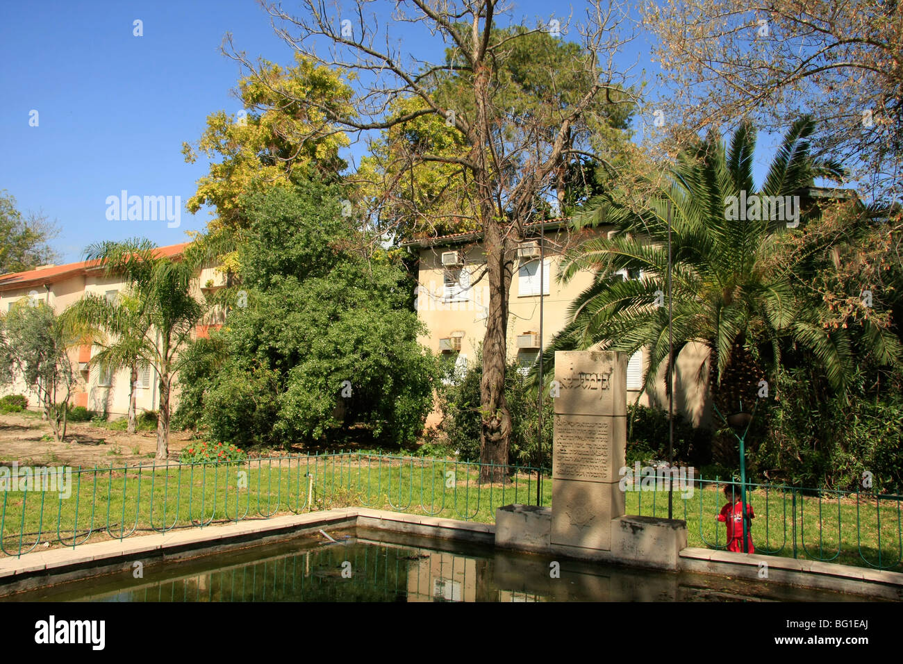 Israel, Sea of Galilee. The pond at Mula Garden in kibbutz Degania Alef ...