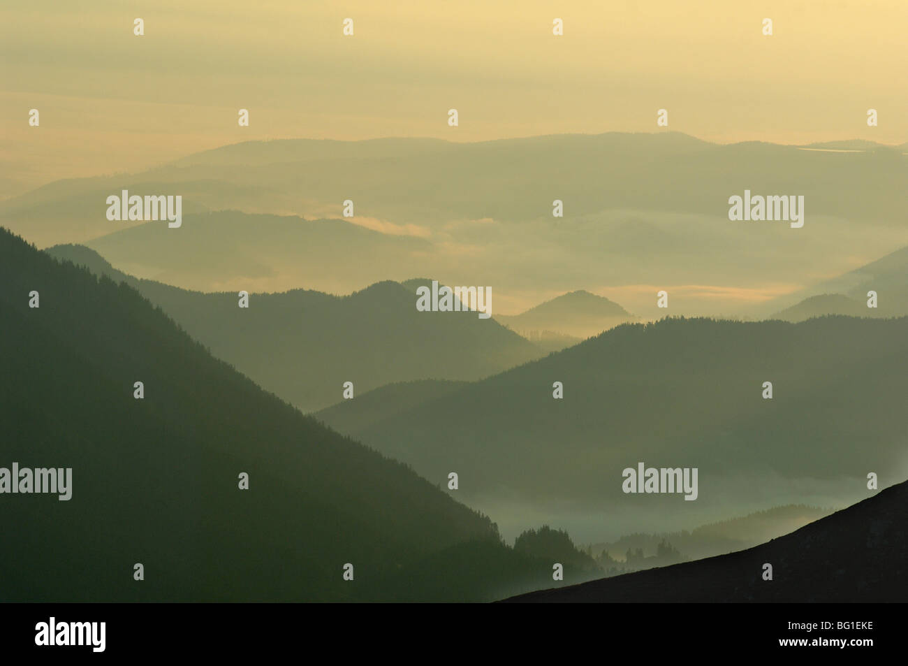 Dawn view from Dumbier Peak the highest point in the Low Tatra ...