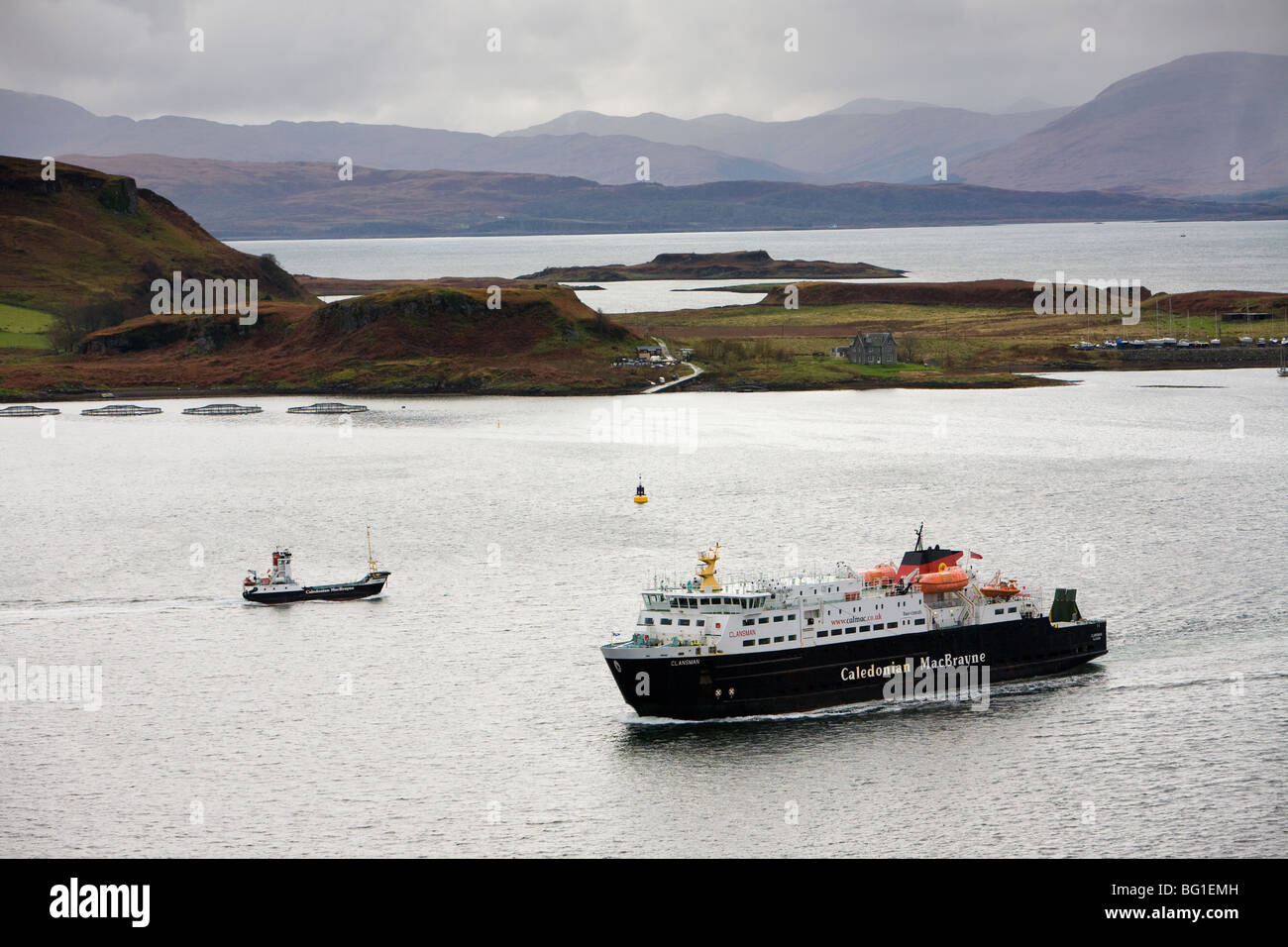 Island Ferry in Harbour going to dock in Oban, Argyll & Bute, Scotland ...