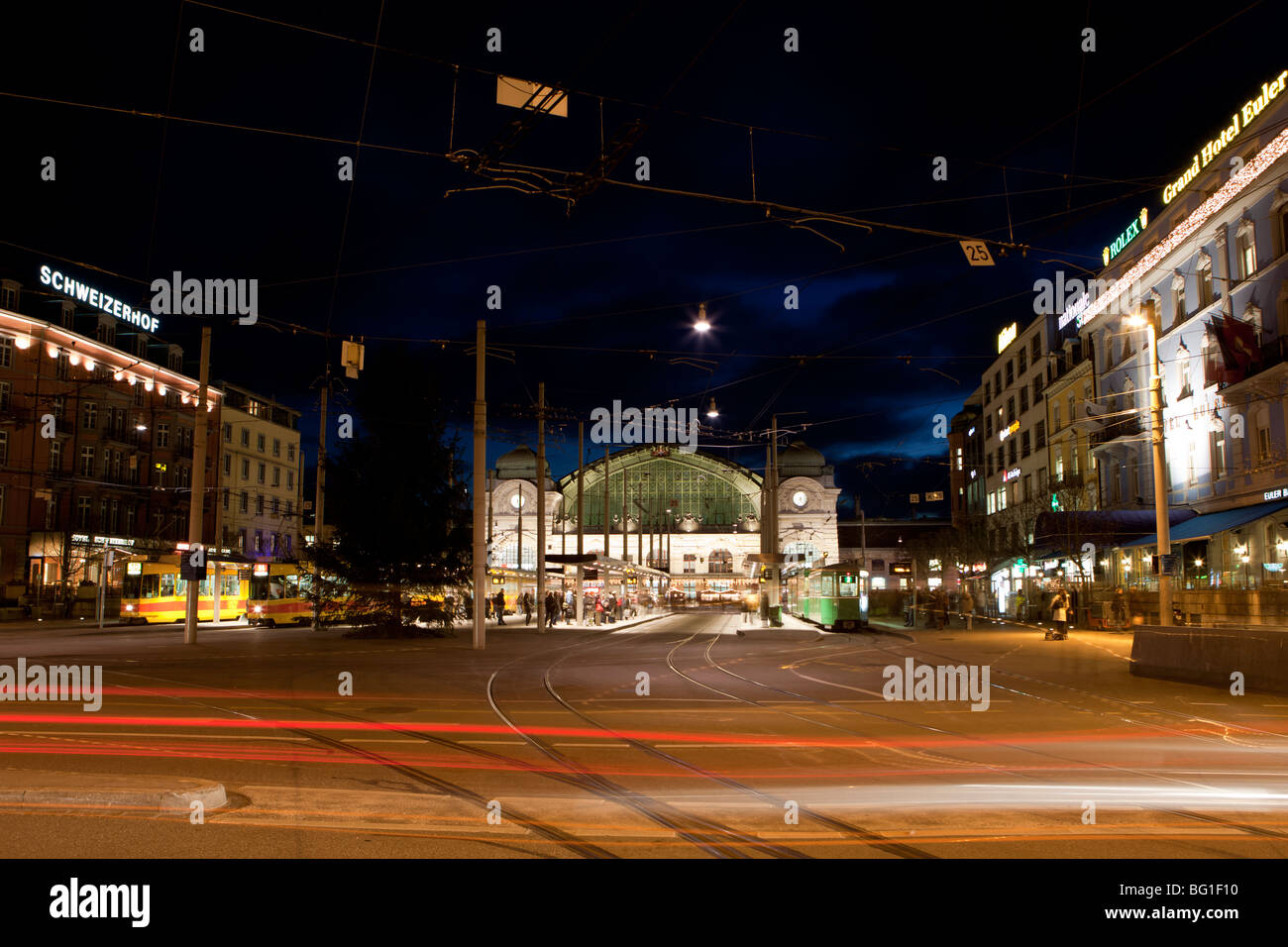 Basel train Station SBB at night, Switzerland Stock Photo - Alamy