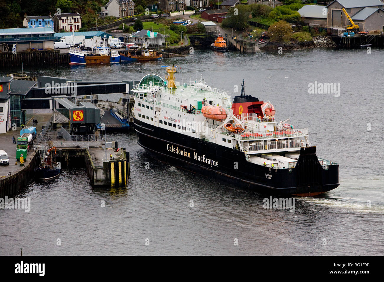 Island Ferry in Harbour going to dock in Oban, Argyll & Bute, Scotland ...