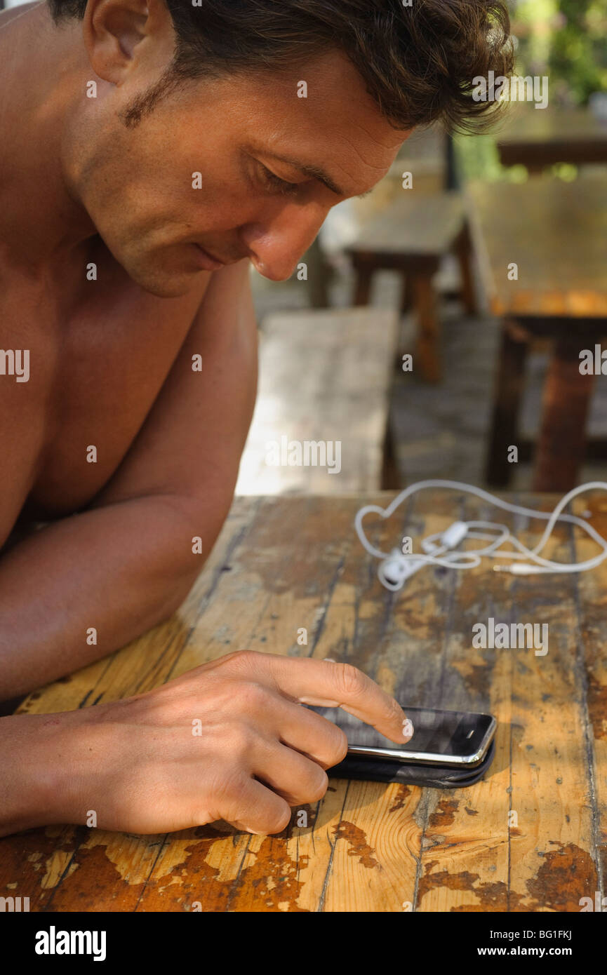 Man with cell phone Stock Photo - Alamy