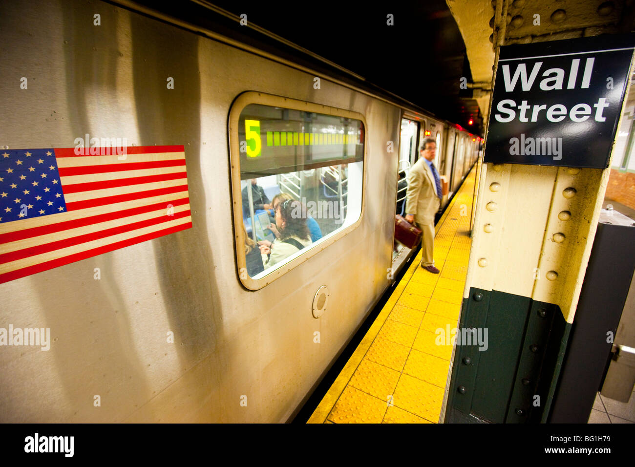 Wall Street Station Subway Platform in Manhattan, New York City Stock ...