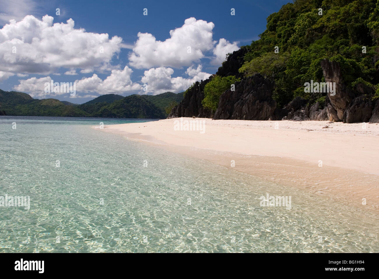 Pristine tropical beaches grace many of the Calamian Islands in Palawan ...